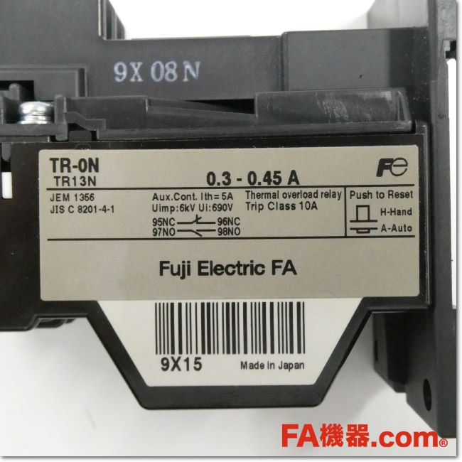 FA機器ドットコム / TR-0NH 0.3-0.45A サーマルリレー 単独設置用 (富士電機) | FA機器ドットコム