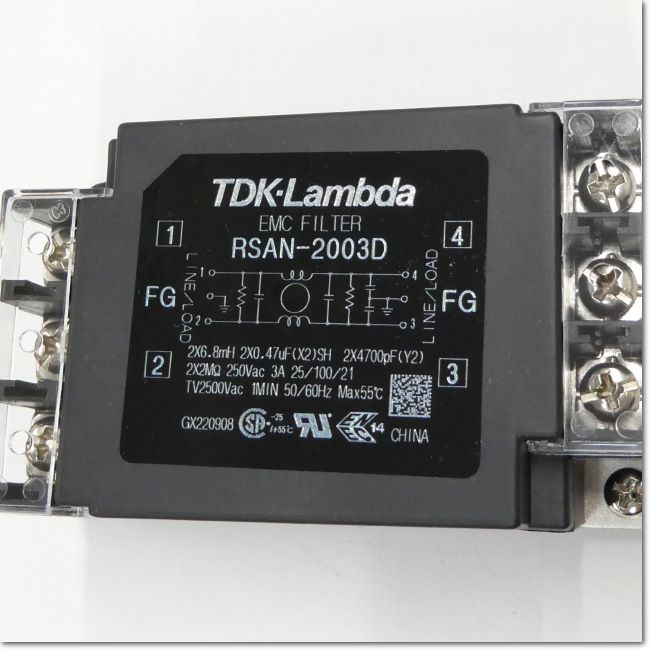 FA機器ドットコム / RSAN-2003D 単相ノイズフィルタ 3A 250V DINレール取付 (TDKラムダ) | FA機器ドットコム