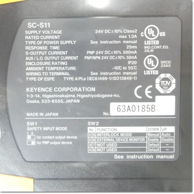 FA機器ドットコム / SC-S11 セーフティコントローラ 本体 PNP出力 (KEYENCE) | FA機器ドットコム