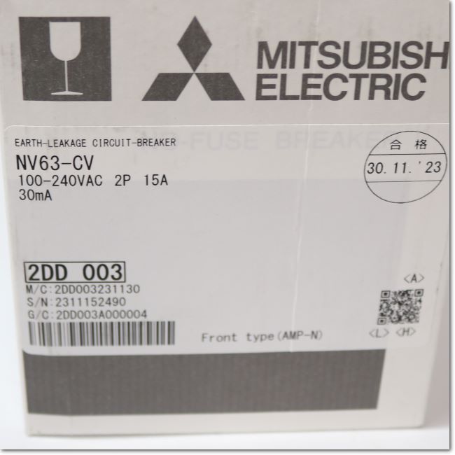 FA機器ドットコム / NV63-CV 2P 15A 30mA 漏電遮断器 経済品 (三菱電機) | FA機器ドットコム