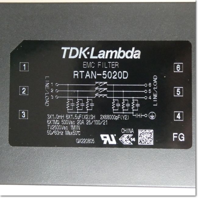 FA機器ドットコム / RTAN-5020D ノイズフィルタ 500V 20A DINレール取付タイプ (TDKラムダ) | FA機器ドットコム